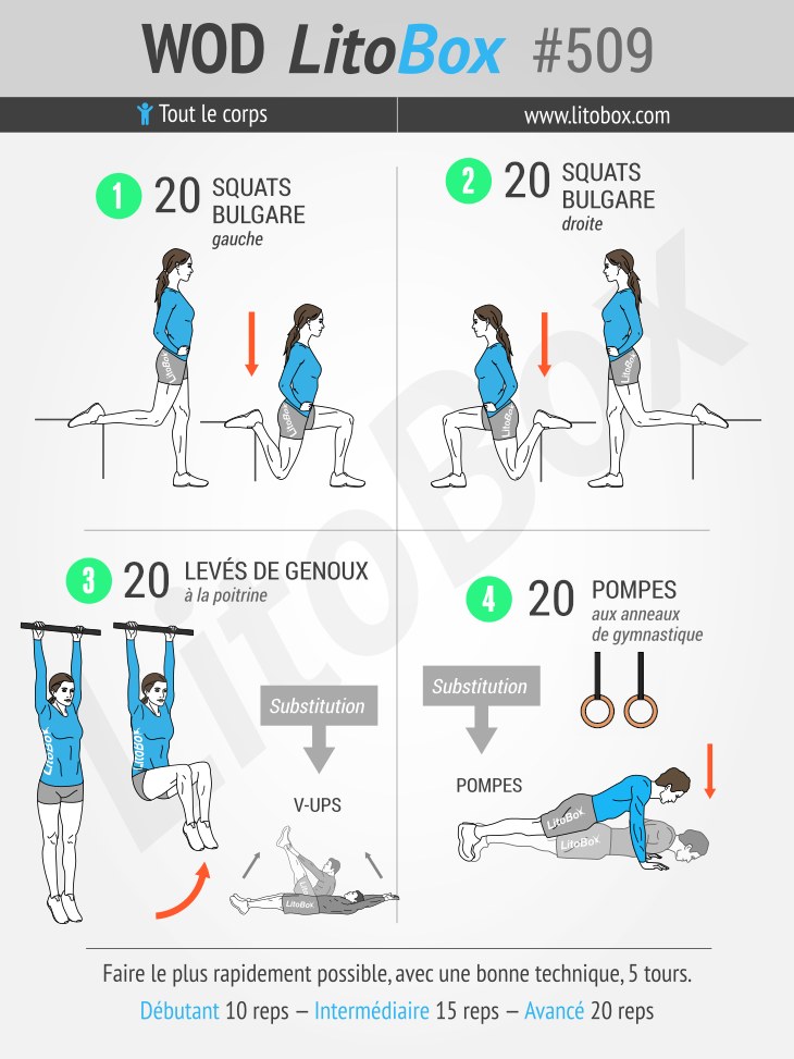 Programme pectoraux, abdos, cuisses et fessiers à la maison #509