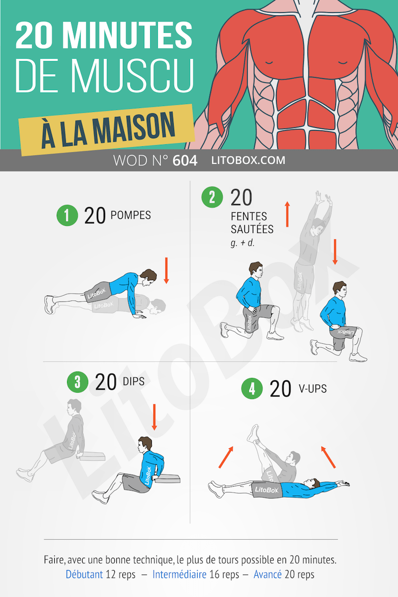 20 minutes de musculation à la maison (rapide et efficace)