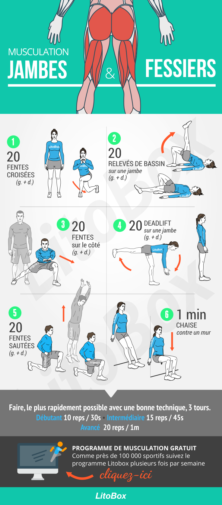 Musculation des jambes et des fessiers (au poids du corps) #496