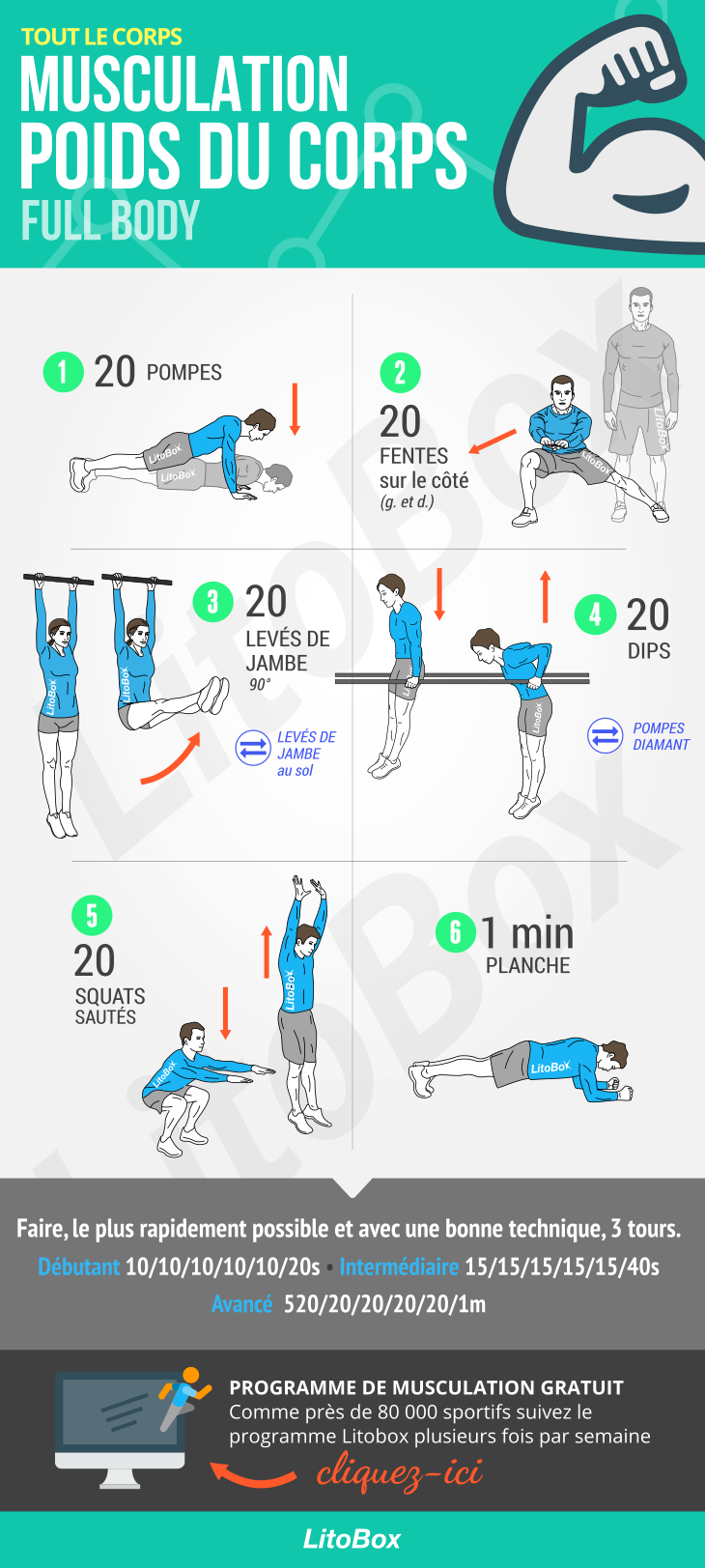 Programme musculation au poids du corps complet #476