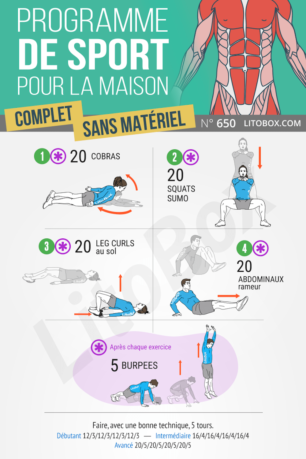 Programme de sport à la maison en 20 minutes chrono #613