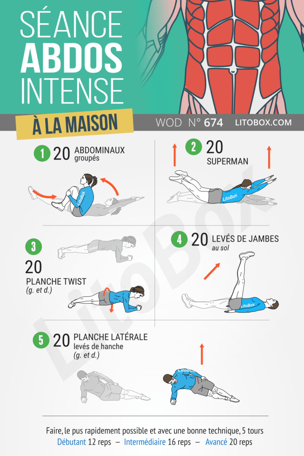 Séance d'abdos intense à la maison #674